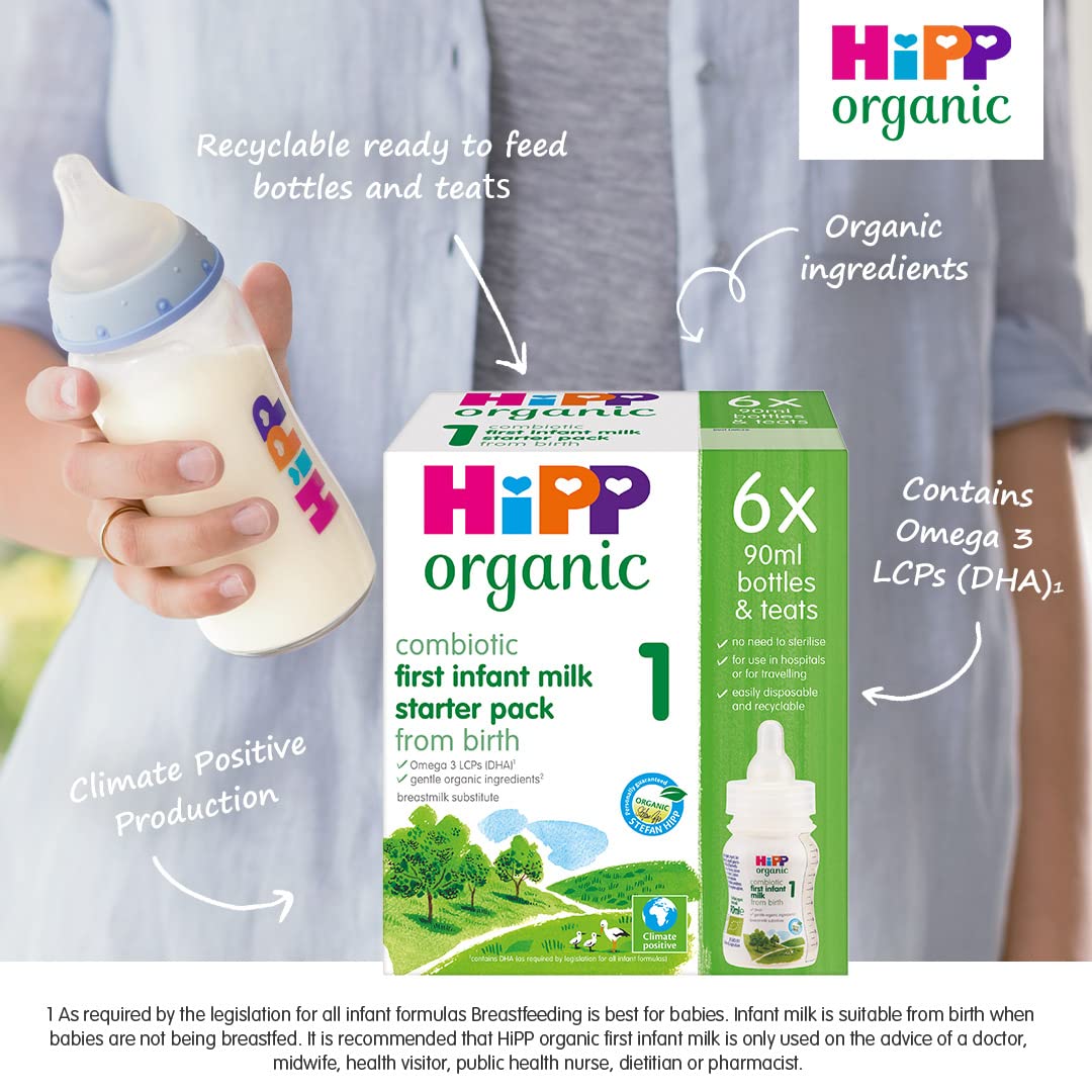 HiPP Organic 1 First Infant Baby Milk liquid formula starter pack (6 x ...